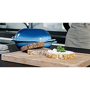 LoafNest: Incredibly Easy Artisan Bread Kit. Cast Iron Dutch Oven [Blue Gradient] and Perforated Non-Stick Silicone Liner.
