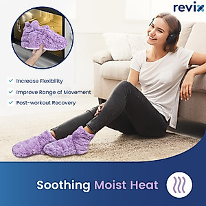 REVIX Microwavable Booties and Hot Feet Warmers for Women & Men,Heated Foot Warmer with Flaxseed Moist Heat Therapy for Foot Ankle, Cold Feet, Purple, S/M