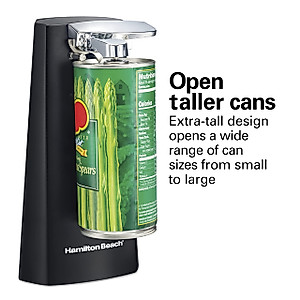 Hamilton Beach Electric Automatic Can Opener with Easy-Clean Detachable Cutting Lever, Cord Storage, Knife Sharpener, Black (76702)