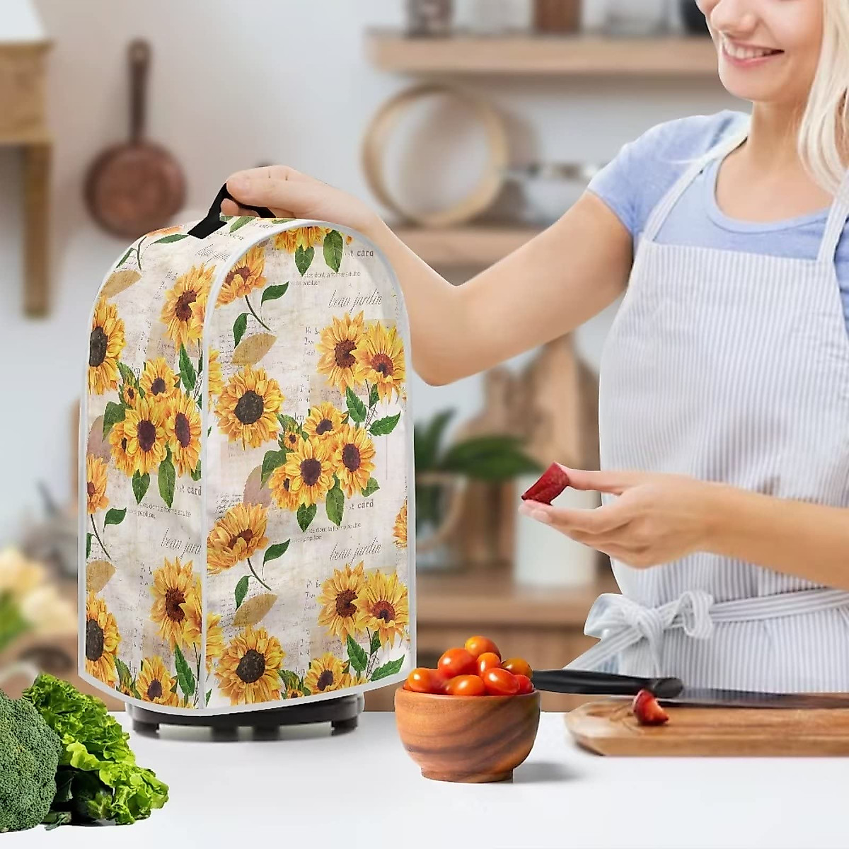 HUISEFOR Sunflower Post Design Blender Covers Kitchen Appliance Dustproof Cover with Handle, Washable Kitchen Universal Food Processor Juicer Coffee Maker Cover