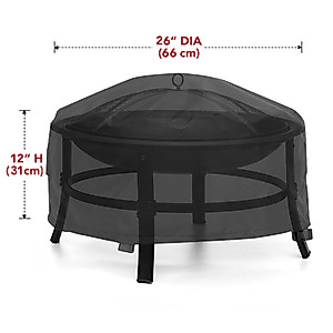 SINGLYFIRE Fire Pit Cover Round for 22Inch-26Inch Fire Pit Heavy Duty Thick PVC Coating with 2Air Vents Waterproof Firepit Cover Outdoor Anti-UV Fire Bowl Cover All-Season Protection