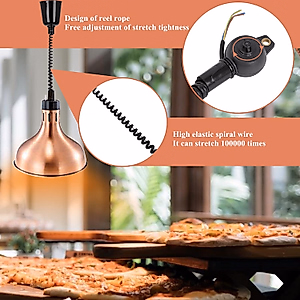 JIAWANSHUN Food Heat Lamp Food Warmer Lamp Bulb 250W Commercial Food Warmers 60-180mm Adjustable Hanging Food Heat Lamps Restaurant Supplies Food Service Heating Lamp 110V