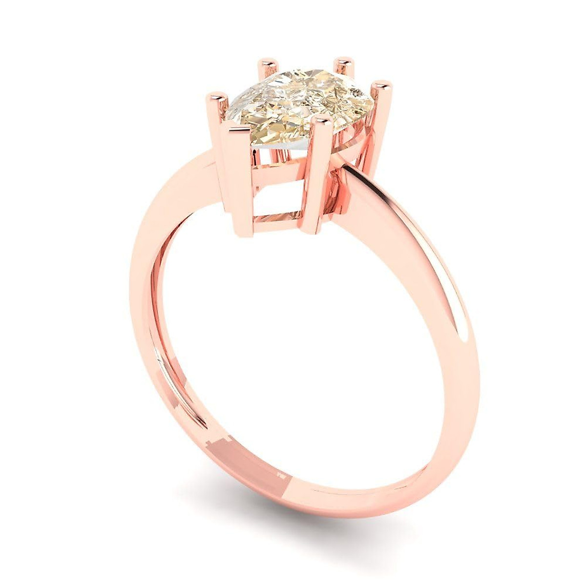 Clara Pucci 1.9ct Pear Cut Solitaire Genuine Natural Morganite Wedding Bridal Designer art deco Anniversary Ring 14k Rose Gold for Women
