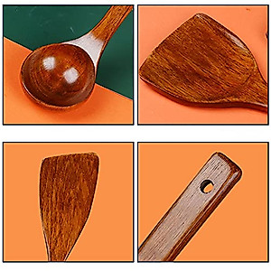 Spoon Wooden Spoons for Cooking Salad Fork Long Handle Utensils Set Suit Non-stick Pan Kitchen Tool