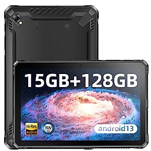 DOOGEE R10 Rugged Tablet 10.36” 2.4K Display Android 13 Tablet MTKG99 Octa-Core 8GB + 128GB ROM, 10800mAh Battery Tablet OTG Reverse Charging, Widevine L1 Android Tab (Black)