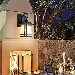 Wall Light, Wall Sconces, European Black Outdoor Waterproof Wall Lantern Die-cast Aluminum Matte Lamp Body Wall Sconce Soft Frosted Glass Lampshade Wall Light Fixtures Shop Coffee Shop Restaurant Ligh