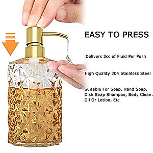 Gold Soap Dispenser Pump Replacement - 304 Stainless Steel Hand Liquid Soap and Lotion Dispenser Pumps Replacement for Regular Mouth Bottles, Standard 28/400 Neck Size,2 Pack