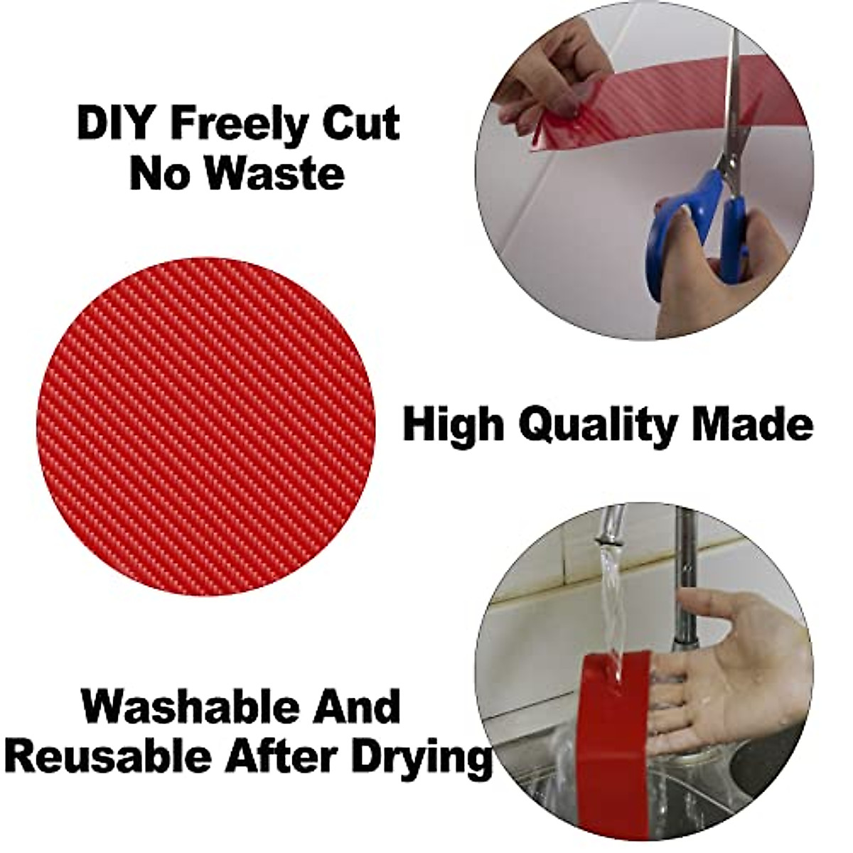 SINGARO 5D Carbon Fiber Car Film Vinyl Car Film Door Sill Protector, Car Bumper Door Sill Protector for Car Accessories, Compatible with Most Cars, Red (2inx33ft)