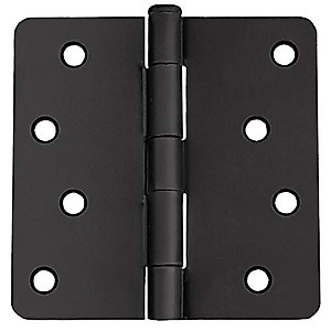 Door Hinges for Interior Doors 3-Pack 4-inch x 4-inch, Design House 1/4-inch Radius Steel Door Hinge Door Hardware, Matte Black, 188946