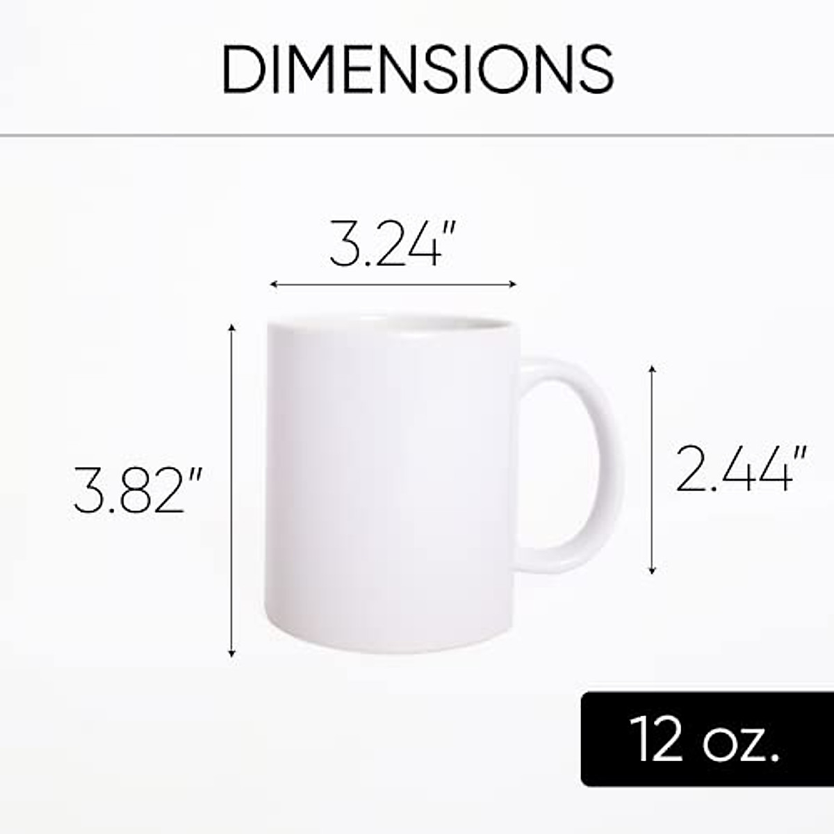 Sublimation Mugs, 12 OZ (Set of 8) Ceramic Sublimation Blanks with Double Layer 3A Coating Classic White Coffee Cups for Printing, Crafts, Cappuccino, Milk, and Tea DIY Mug Gifts with Handles