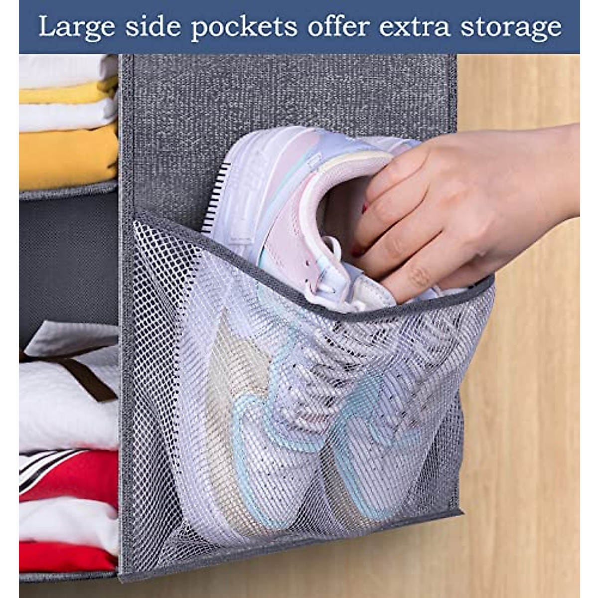 KEETDY 43" Hanging Garment Bags for Closet Storage and 2-Shelf Small Hanging Closet Organizers