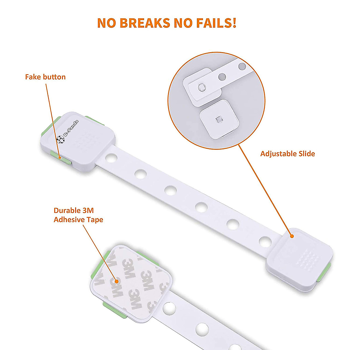 Baby Safety Cabinet Locks with Adjustable Strap,No Drilling,Baby Proofing for Refrigerators, Toilets, Doors,2/8 Count,Green/Grey
