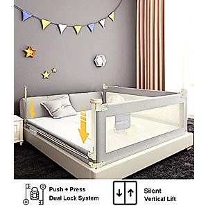 ANGELLOONG Extra Long Bed Rails for Toddlers, Folding Bed Safety Rail for Baby, Crib Guardrail for Kids with Dual Lock (70" - 1 Side only)