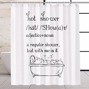 VEGA U Funny Fabric Shower Curtain for Bathroom, Cute Quote Bath Decor with Hooks, Hotel Quality, 72x72 Inch