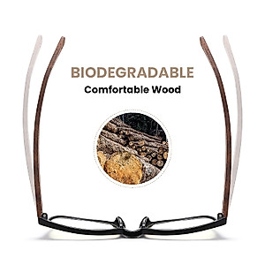 GZWSX Blue Light Blocking Glasses, Computer Reading/Gaming/TV/Phones Glasses for Women Men,Blcak Walnut Wood Glasses