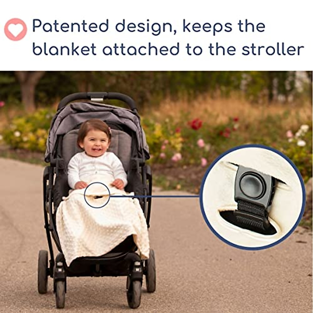 Non-Slip Stroller Blanket - Stays in Place, Off The Floor, Out of Stroller Wheels. Light Spring Soft Cream Baby Blanket for Infant and Toddlers, Universal Fit for All Strollers and Car Seat