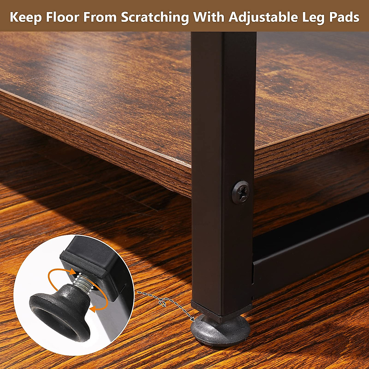 Haton Bookshelf, 5 Tier Industrial Rustic Wood Bookcase, Modern Standing Metal Frame Book Shelf for Living Room, Bedroom and Office, 5-Shelf, Brown/Black