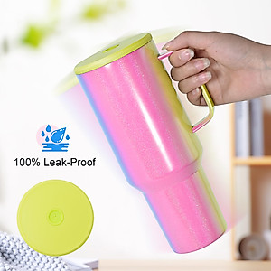 AGH 40oz Tumbler with Handle and Straw Lid, 18/8 Stainless Steel Insulated Coffee Tumbler with lid and straw Leak Proof Travel Mug, Cupholder Friendly Water Bottle for Car Camping, 1 Pack