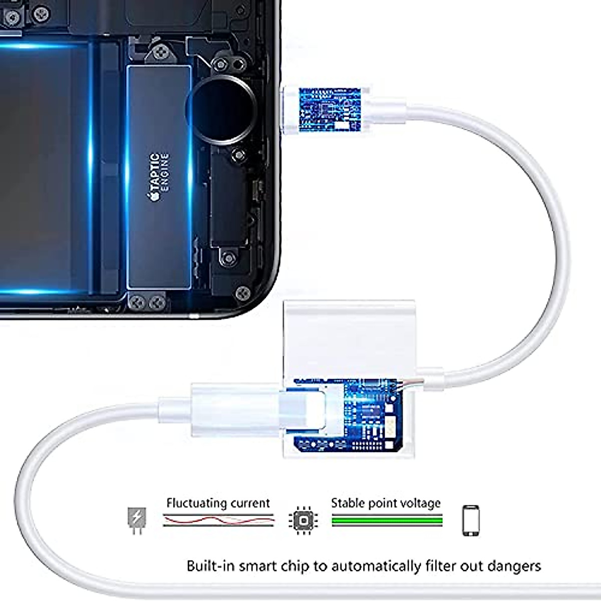 Belcompany [Apple MFi Certified] 2 Pack Headphone Adapter for iPhone, 2 in 1 Lightning to 3.5mm Headphone Charging + Music Splitter Adapter Compatible with iPhone 13/12/11/XS/XR/X 8 7 Support All iOS