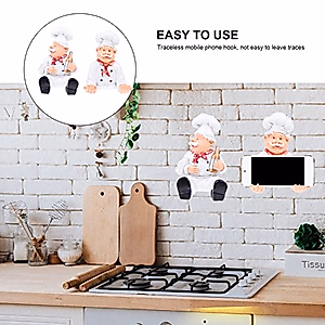 French Chef Figurine Wall Hook: Decorative Wall Mount Rack Hook Hanger 2Pcs Bakery Chef Statue Fat Chef Wall Art Decor for Kitchen Restaurant Bathroom