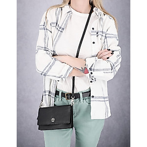 Timberland womens Rfid Leather Crossbody Bag Wallet Purse, Black (Pebble), One Size