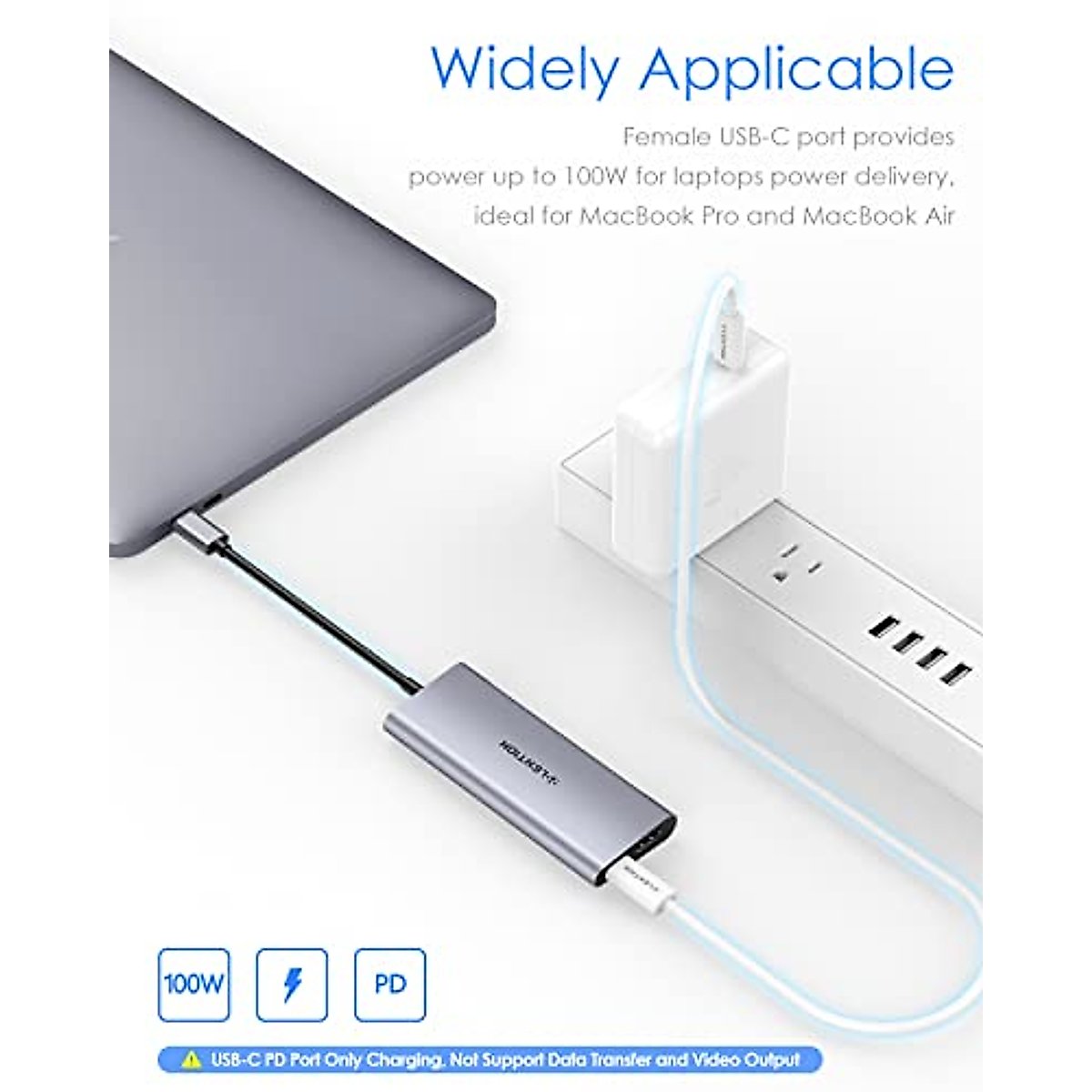 LENTION USB-C Multi-Port Hub with 4K HDMI Output, 100W PD, 4 USB 3.0 Compatible 2023-2016 MacBook Pro, New Mac Air & Surface, Chromebook, More, Stable Driver Adapter (CB-C35, Space Gray)