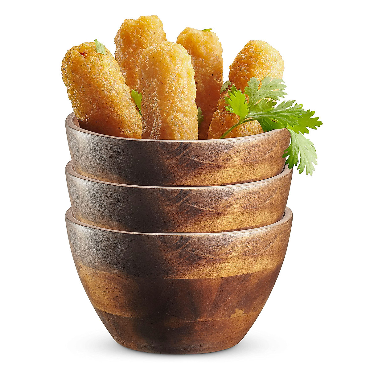 Table Concept Bowl Set, Premium Acacia Wood Bowls, Food Prep, Dip Bowls, Candy Dish Bowl, Home Decor, Housewarming Gifts - 4", Set of 3