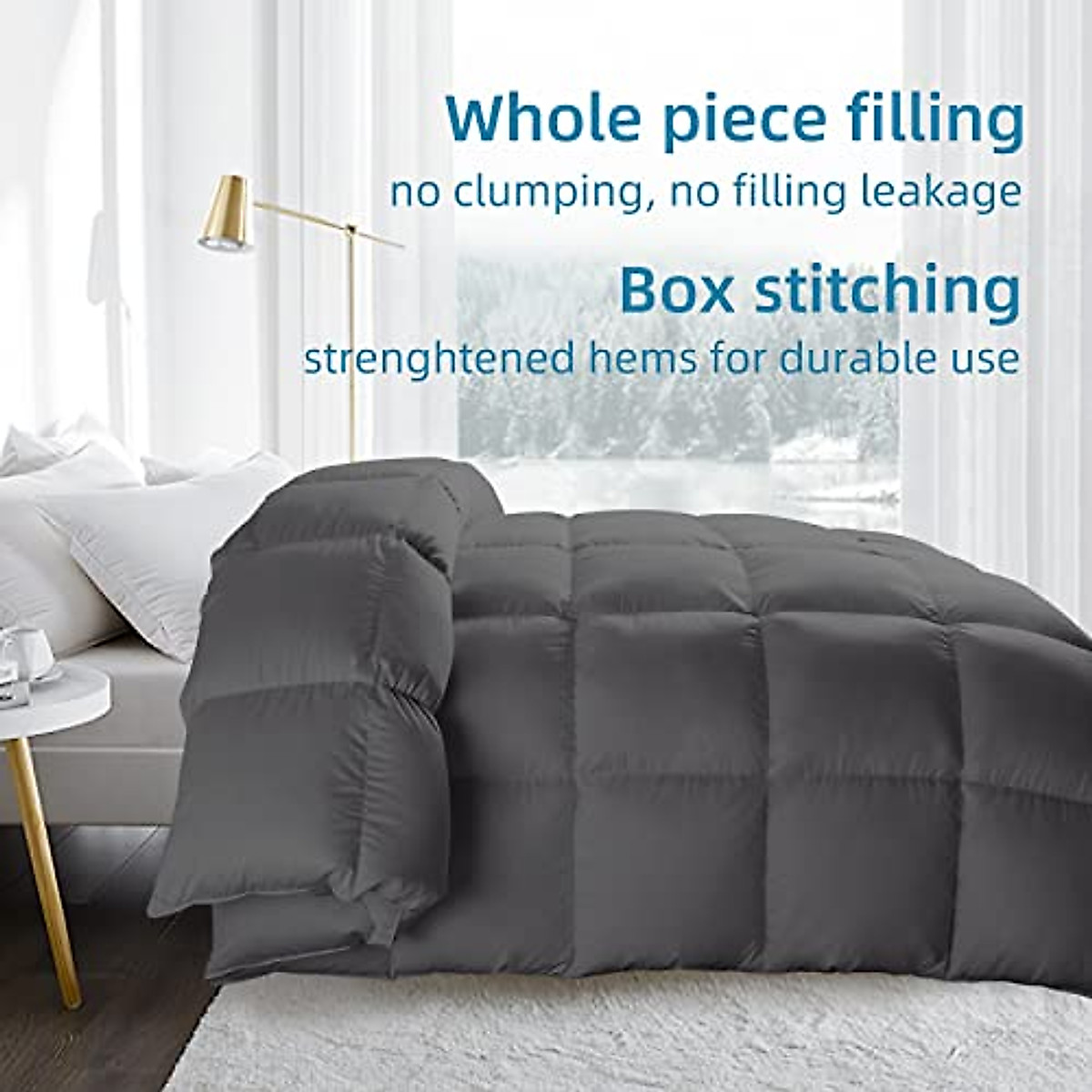 COONP All Season Queen Comforter Cooling Down Alternative Quilted Duvet Insert with Corner Tabs,Winter Warm Hotel Comforter,Machine Washable-88 x 88 Inches,Grey