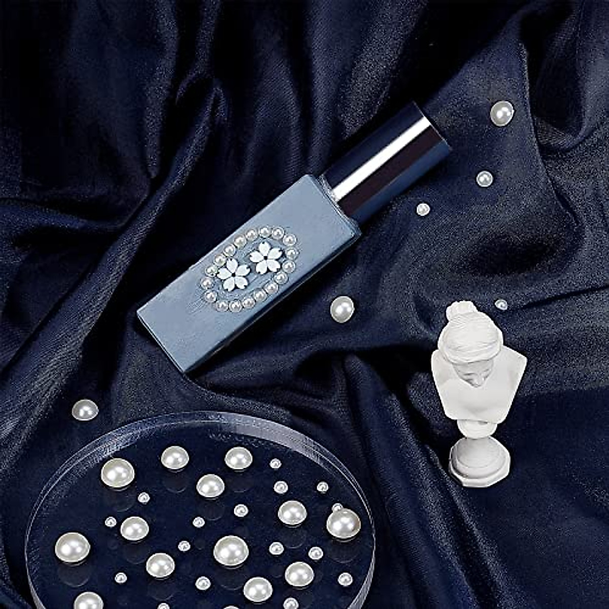 PH PandaHall Craft Pearls Flatback, 690pcs Half Round Pearl Beads 6 Sizes Pearl Cabochon Faux Pearl Beads for DIY Scrapbook Phone Case Wedding Decor Hair Accessory Nail Art, Beige, 4/5/6/8/10/12mm