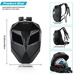 Crelander LED Knight Backpack, Laptop Bag Motorcycle Riding Backpack Hard Shell Travel Bag LED Motorbike Luggage Bags Waterproof Backpack DIY Daypack for Travelling Camping Cycling Storage Bag
