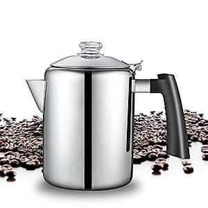 Cook N Home 8-Cup Stainless Steel Stovetop Coffee Percolator Pot Kettle, Tea