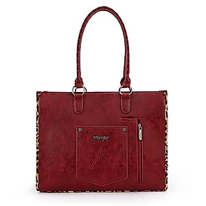 Wrangler Large Tote Bag for Women Western Purses for women Top Handle Handbgas for women Suede Purse Leopard Print Shoulder Bag WG83G-8317RD