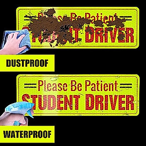 gunhunt 3 PCS Car Practice Reflective Car Tail Decals, 3.54" x 9.44" "Student Driver" Reflective Warning Body Decals, Essential Safety Accessories for Beginner Drivers (Red)