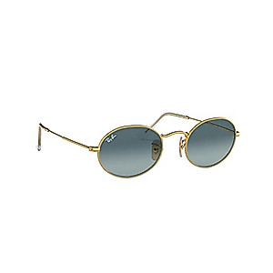 Ray-Ban RB3547 Oval Sunglasses, Gold/Blue Gradient Grey, 51 mm