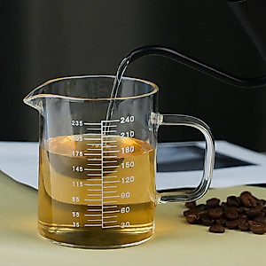 NCnnwovf 500ML Glass Measuring Cup With Handle, High Borosilicate Glass Three Scales V-Shaped Spout Clear Measuring Cup (OZ, Cup, ML/CC) Easy To Read Kitchen Tools