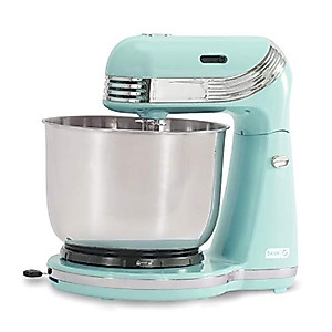 Dash Stand Mixer (Electric Everyday Use): 6 Speed with Dough Hooks & Mixer Beaters for Dressings & Mini Rice Cooker Steamer with Removable Nonstick Pot, Keep Warm Function & Recipe Guide, Aqua