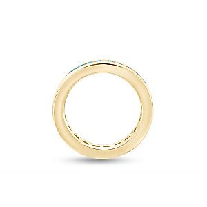 Jewel Zone US Simulated Aquamarine Stackable Eternity Band Ring in 14k Gold Over Sterling Silver