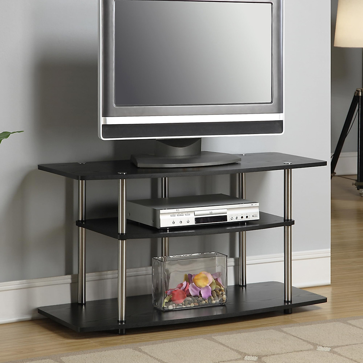Convenience Concepts Designs2Go No Tools 46 inch 3 Tier Wide TV Stand, Black
