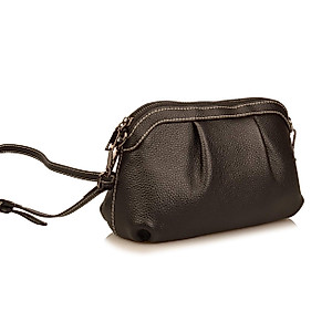 Ainifeel Women's Genuine Leather Small Shoulder Handbags Crossbody Bags Wallet Purse (Small 9.4''(W) x 3.1'' (D) x 6.5'' (H), Black)