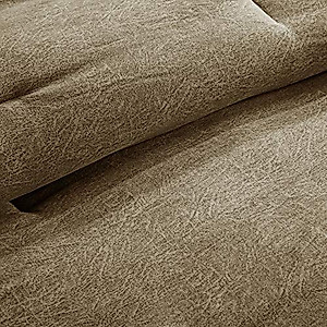 Madison Park Boone Cozy Comforter Set, Faux Suede, Deluxe Hotel Styling All Season Down Alternative Bedding Matching Shams, Decorative Pillow, Queen (90 in x 90 in), Rustic Brown 7 Piece