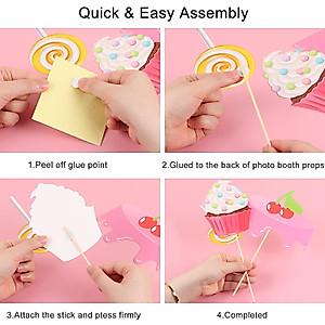 Kristin Paradise 25Pcs Candy Land Photo Booth Props with Stick, Candyland Selfie Props, Candy Shop Party Supplies, Lollipop Birthday Theme Backdrop Decorations, Boy Girl First 1st Bday Baby Shower