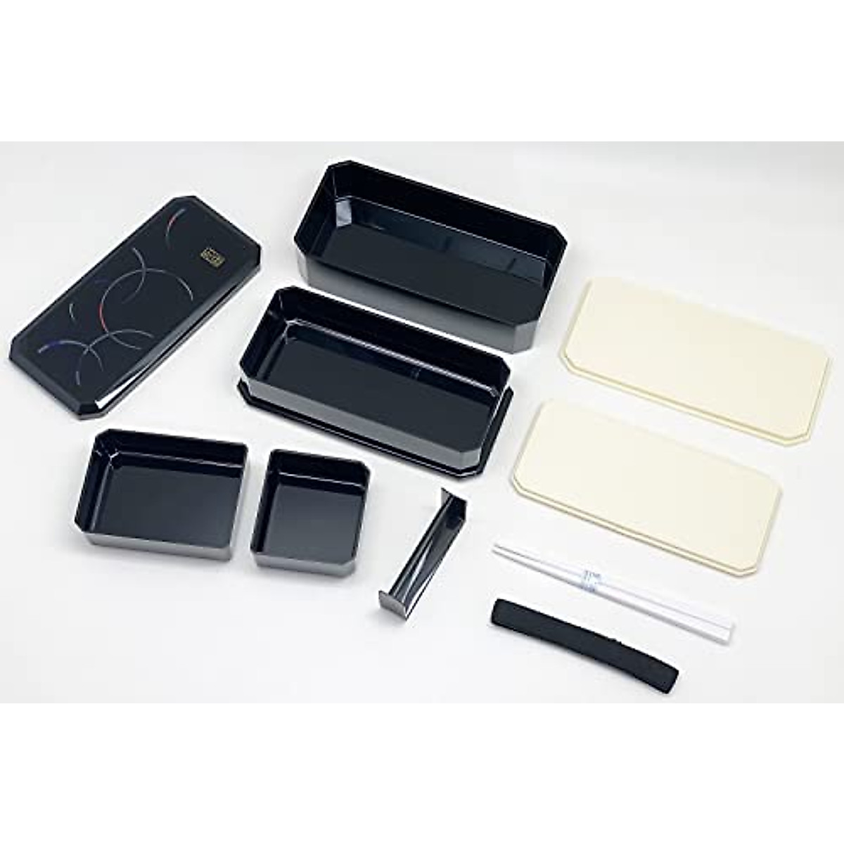 OSK 1 X Cool Japanese Bento Lunch Box with Belt, Bag Chopsticks - Waon Black