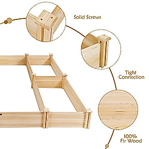 Giantex U-Shaped Raised Garden Bed, Wood Raised Garden Planter Box for Vegetables and Flowers, Easy Assembly, Garden Container for Backyard, Patio, Balcony (92.5" Lx95 Wx11 H)