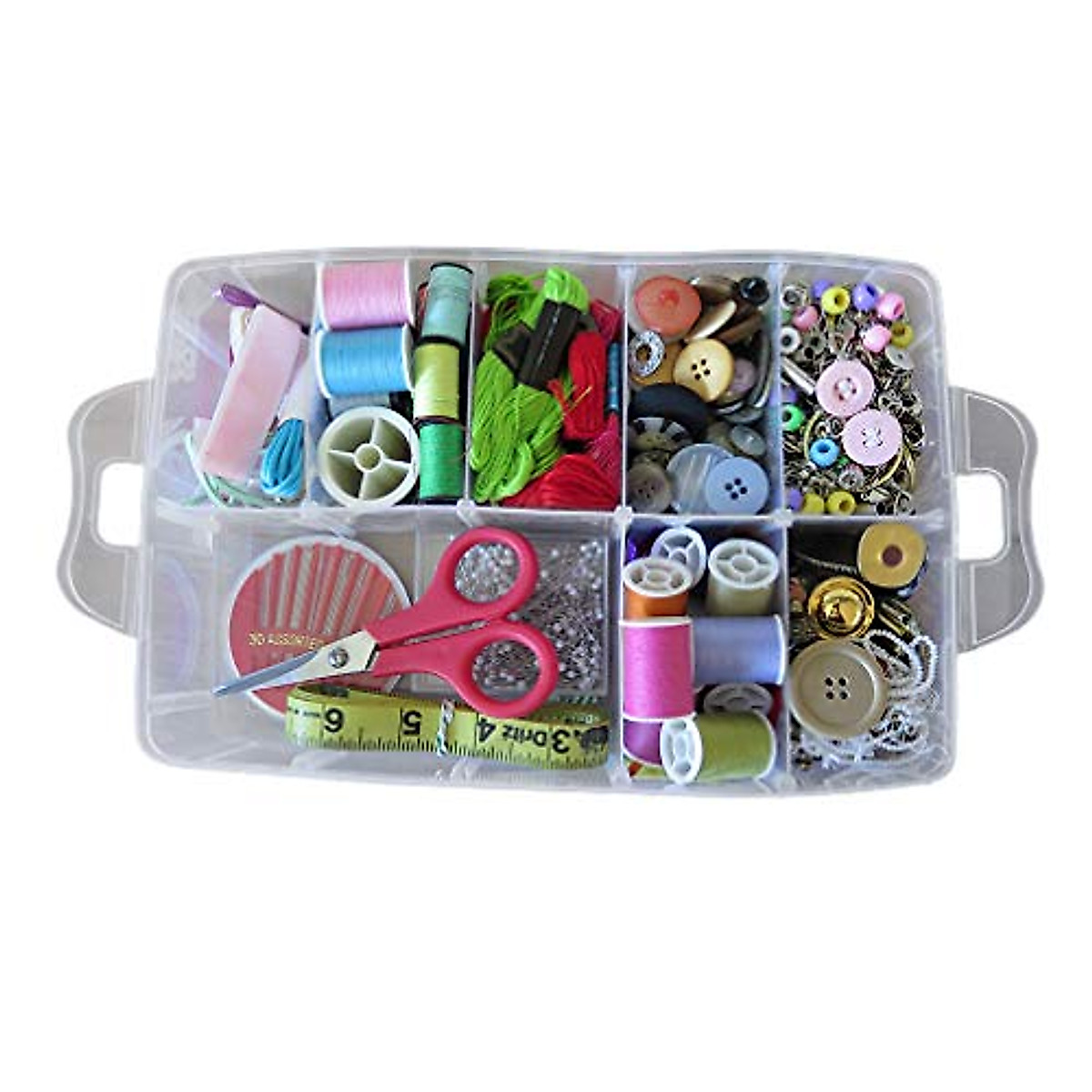 Evelots Storage Box-Clear-Stackable-Snap-30 Slots-Craft/Jewelry/Hardware-3 Trays