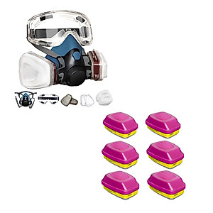 LMINHAN Respirator Mask with Filters - Reusable Gas Mask Respirator Mask for Chemicals, Dust Mask for Woodworking Spray Paint Welding Construction Sanding Solder Epoxy Resin