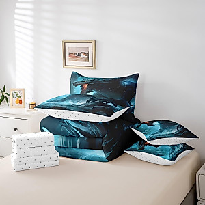 Feelyou Monster Bed in a Bag 3D Animal Printed Comforter Set with Sheets for Kids Boys Girls Monster Theme 7 Piece Bedding Set Lightweight Bed Set Twin Size