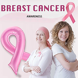 Deekin 12 Pieces 36 Inches Pink Ribbon Jumbo Foil Balloons Breast Cancer Awareness Foil Balloons Pink Metallic Balloons Breast Cancer Awareness Fundraisers Jumbo Foil Balloons