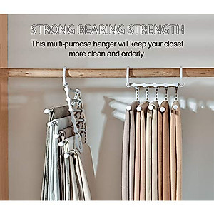 ECKOO 2 Pack Multi-Functional Pants Rack Foldable Adjustable Pants Hangers,Stainless Steel Clothes Hangers Closet Space Saving for Pants Trousers Scarf Tie Belt - White