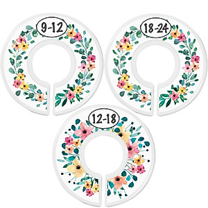 Baby Closet Size Dividers - Rustic Floral Nursery Closet Dividers for Baby Clothes - Dividers by Month for Baby Girl Nursery Decor - Flower Baby Closet Dividers for Clothing Racks - [Rustic Floral]