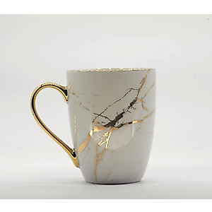 Set of Golden Marble White and black coffee mug ceramic tea cup for men women Christmas gift Perfect for Coffee, Cappuccino, Tea, (WHITE & BLACK)